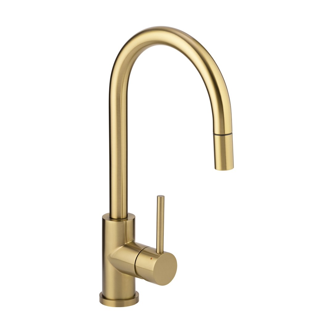 Brushed Brass Pull Out Kitchen Mixer (2021) | ABI | 25 Year Warranty