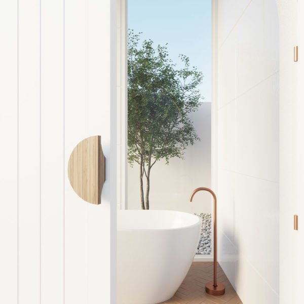 Hegman Half Moon Pull 200mm - Ash (Pair) | ABI Bathrooms & Interiors